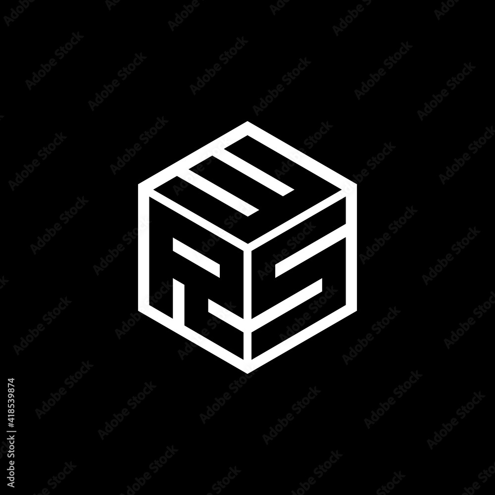 RSW letter logo design with black background in illustrator, cube logo ...