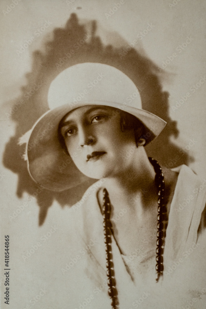 Germany - CIRCA 1920s: Portrait of female in studio. Lady with hat ...