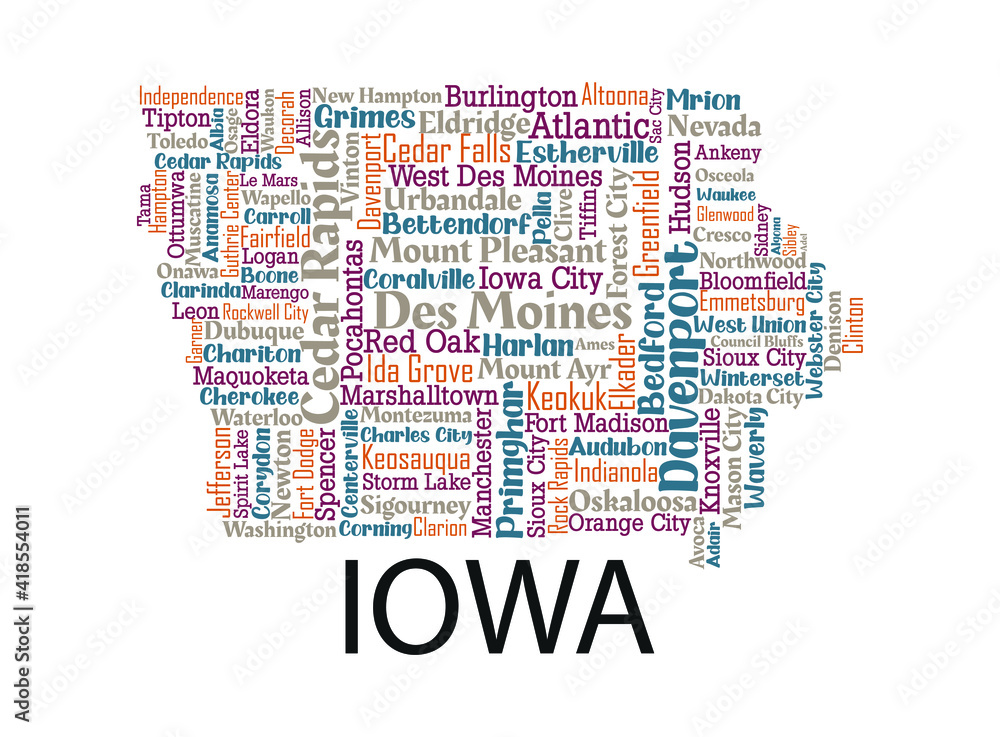 Word cloud art map design includes all Counties, Cities, Municipalities ...