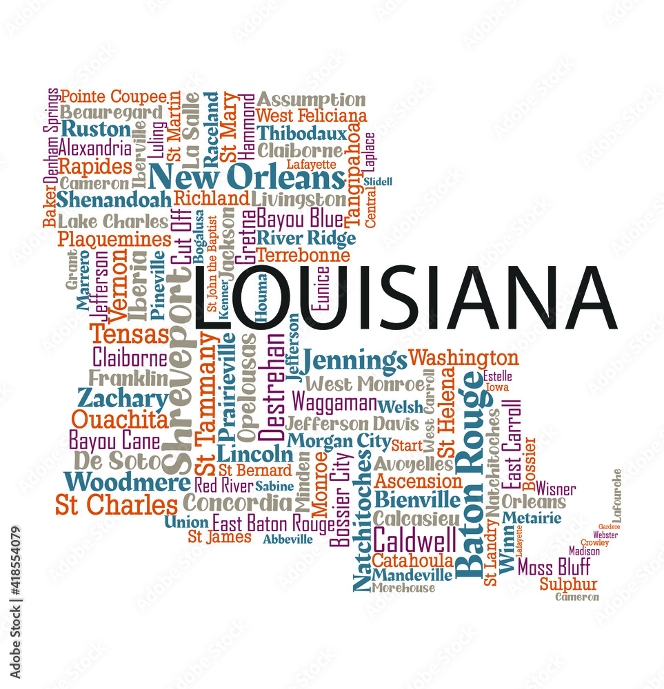 Word cloud art map design includes all Counties, Cities, Municipalities ...