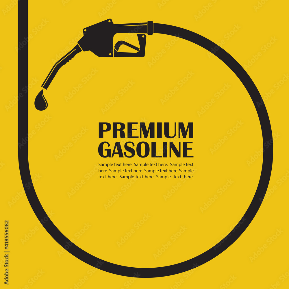 gasoline fuel pump nozzle poster isolated on yellow background Stock ...