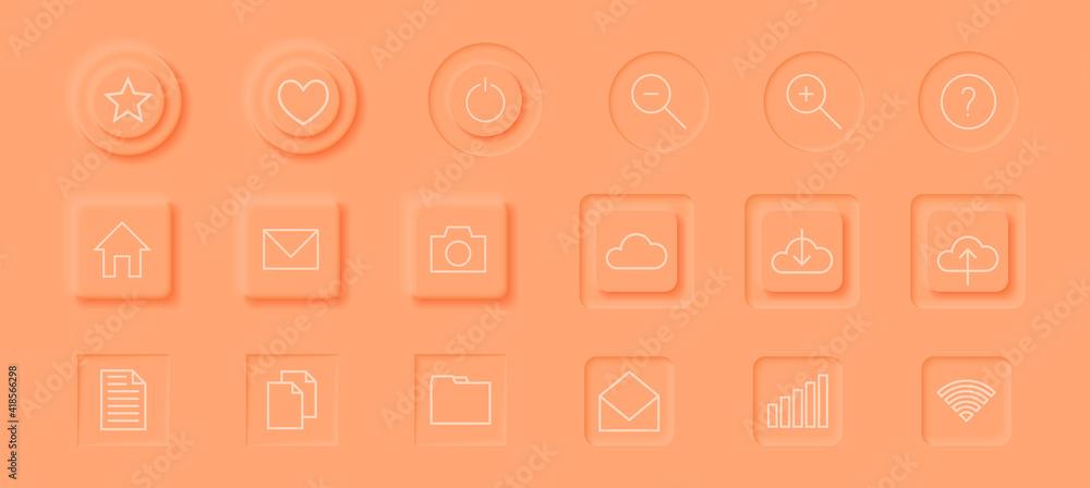 Neumorphism style elements vector set. Modern website or mobile app ...