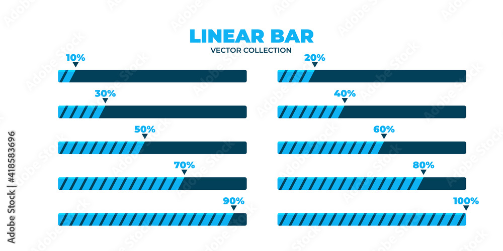 Sets Of Simple Linear Loading Bar Linear Loading Bar Vector Loading Bar Collection Loading