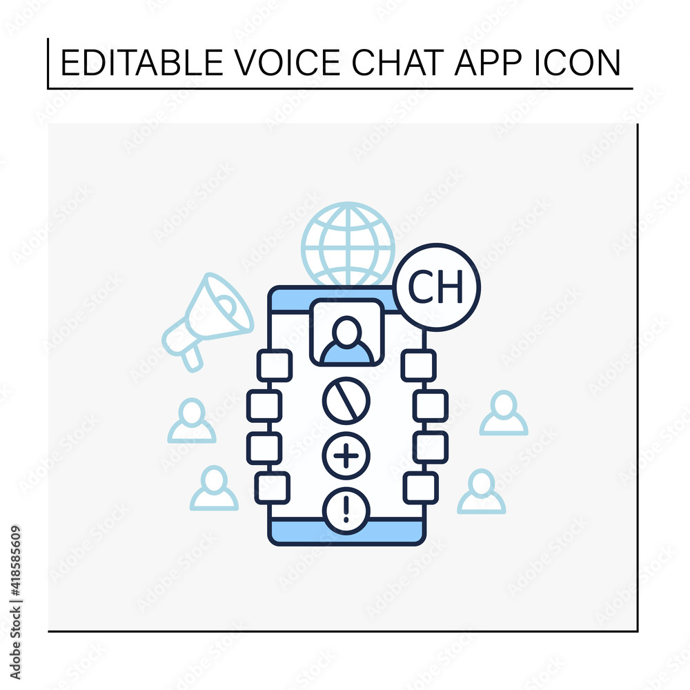 Chat moderator line icon. Main person in application. Administrator ...