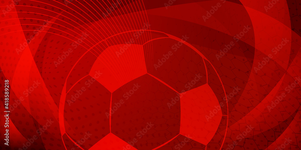 Football or soccer background with big ball in red colors Stock Vector ...