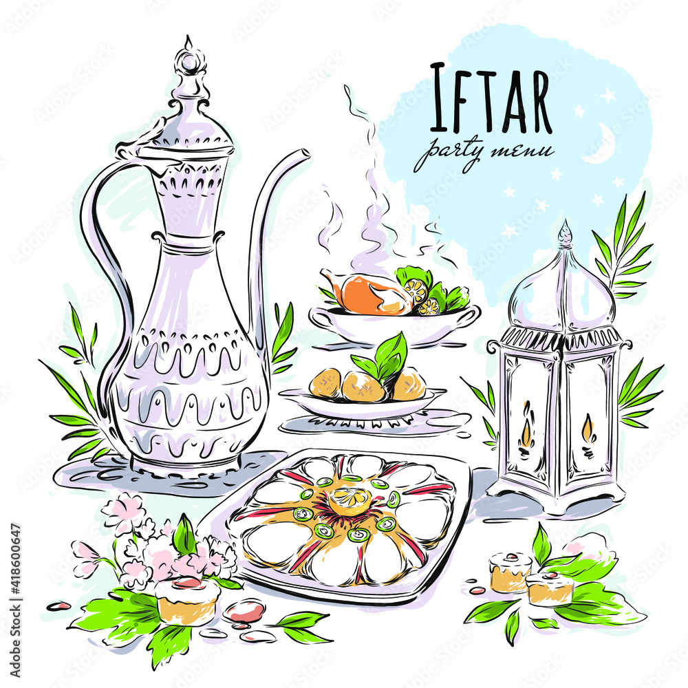 Ramadan iftar menu invitation banner design. Stock Vector | Adobe Stock