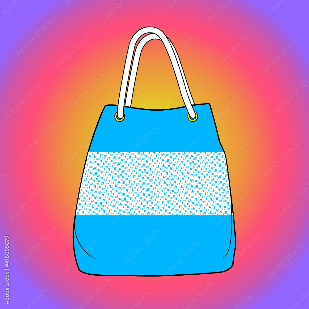 Customizable Fashion Hand Bag Vector Illustration, Summer Bag Outline ...
