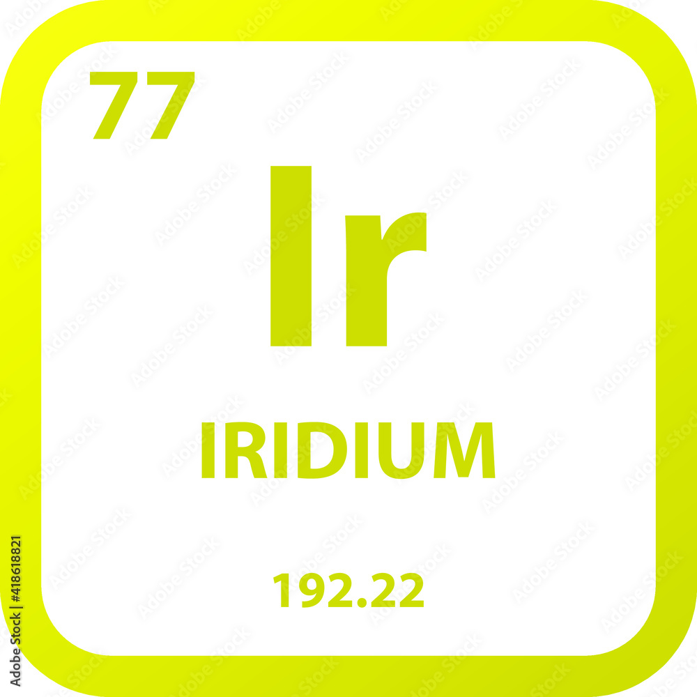 Iridium Ir Transition metal Chemical Element vector illustration ...