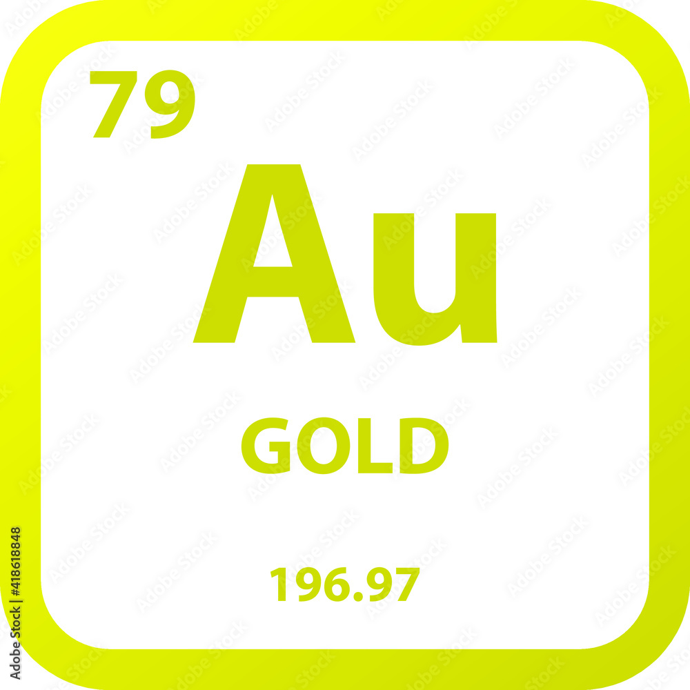 Gold Au Transition metal Chemical Element vector illustration diagram ...