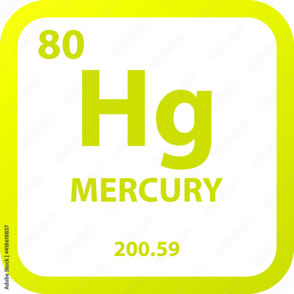 Mercury Hg Transition metal Chemical Element vector illustration ...