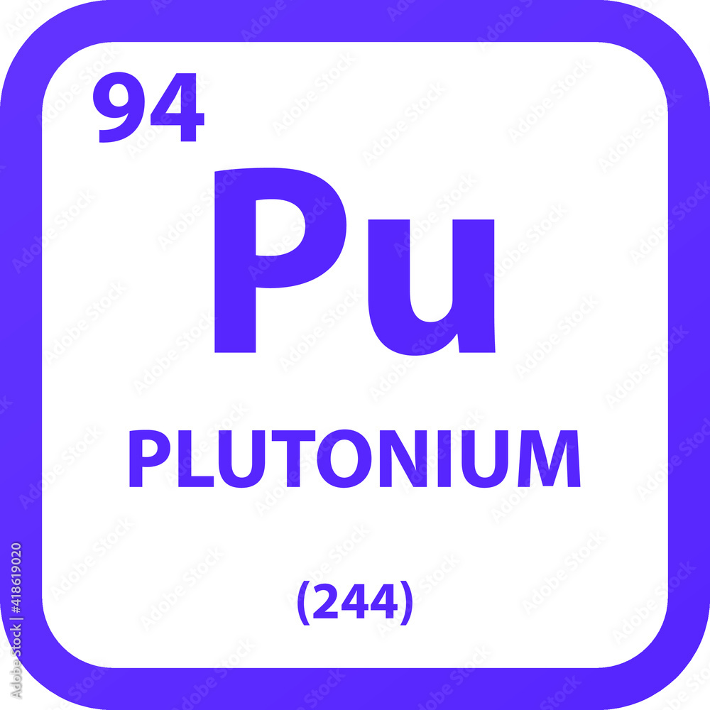 Plutonium Pu Actinoid Chemical Element vector illustration diagram, with atomic number, mass and ...