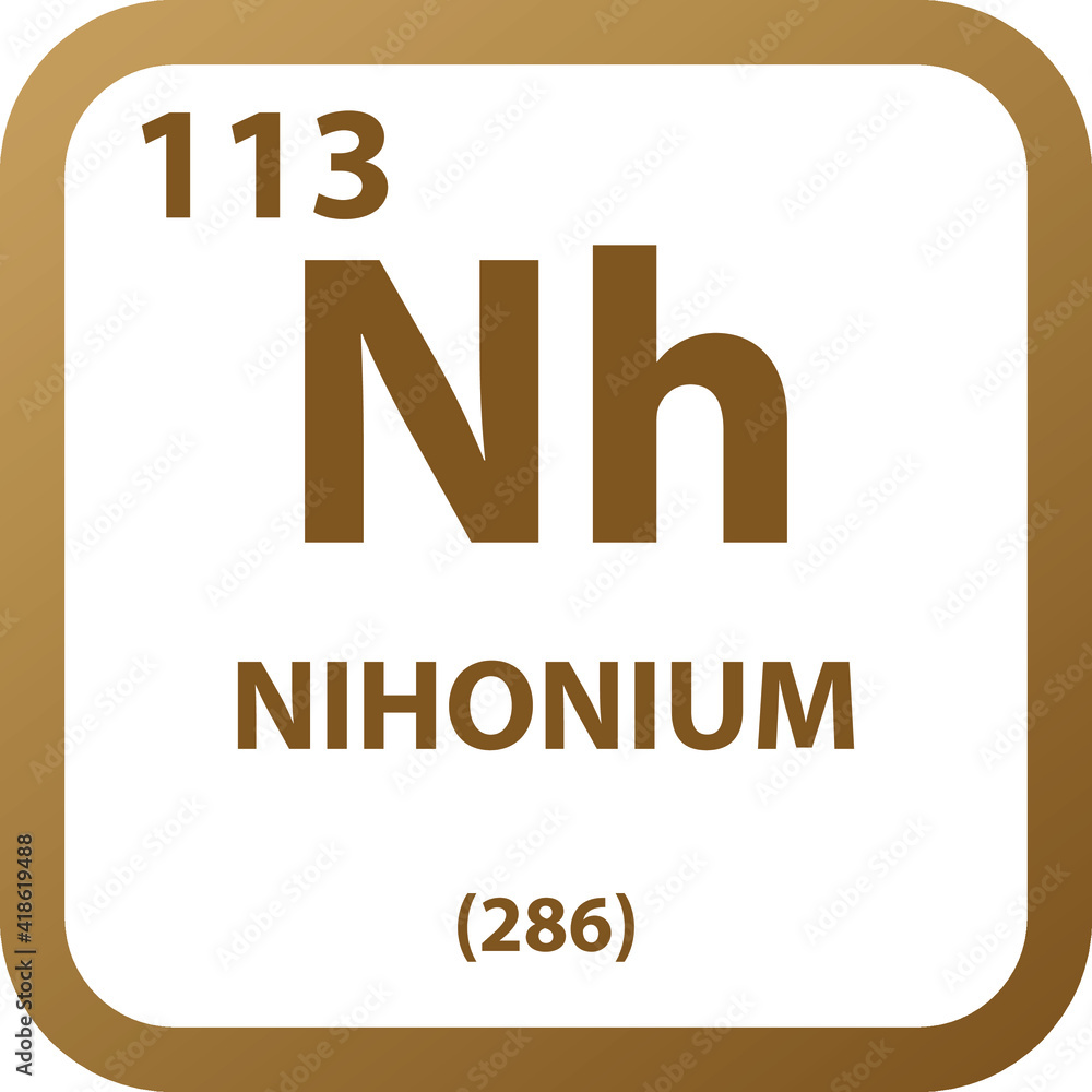 Nihonium Nh Chemical Element vector illustration diagram, with atomic ...