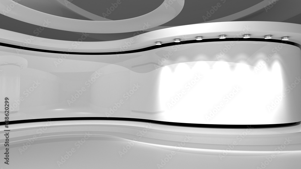 White Studio. White wall with light. White background. White back drop ...