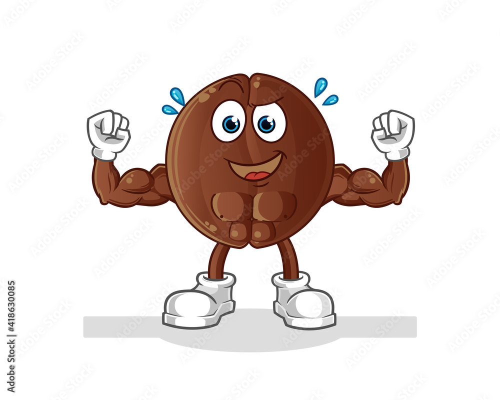 coffee bean muscular cartoon. cartoon mascot vector Stock Vector ...