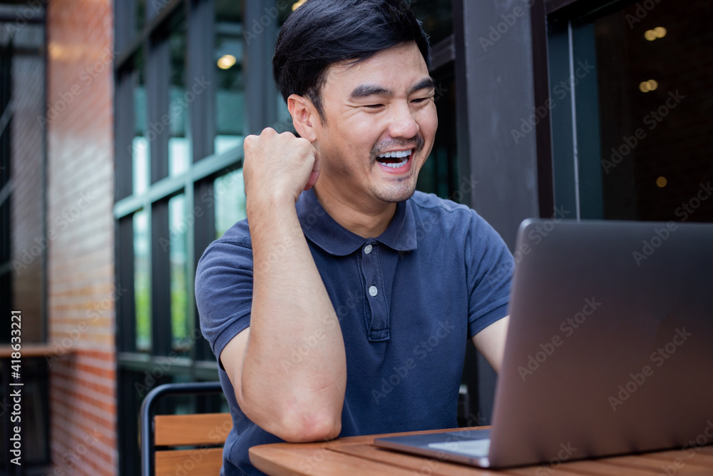 asian man work using computer hand typing laptop keyboard contact us ...