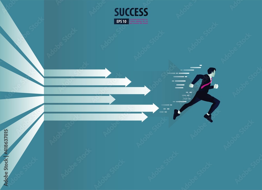 Business arrow concept with businessman on arrow flying to success ...