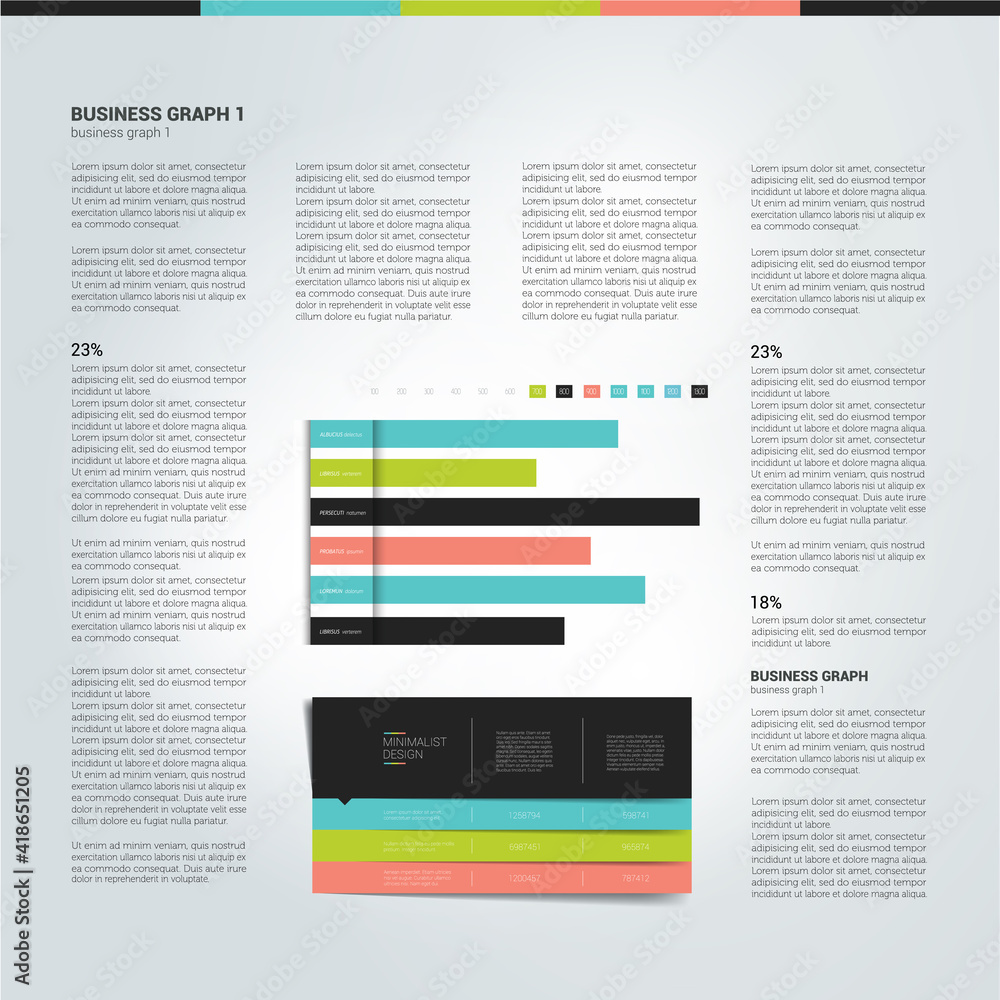 Vetor de Brochure, Booklet page, text layout. Magazine layout for infographics. Web template. do ...
