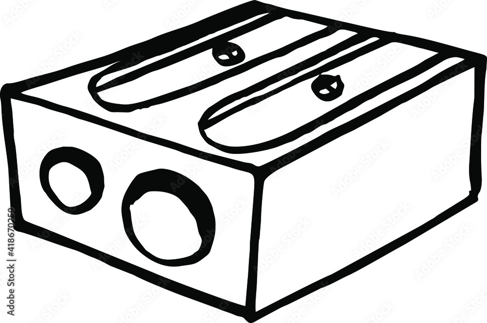 hand draw pencil sharpener, sketch, black and white illustration, line ...
