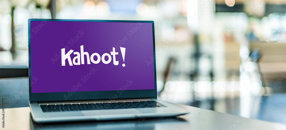 Laptop computer displaying logo of Kahoot! Stock Photo | Adobe Stock