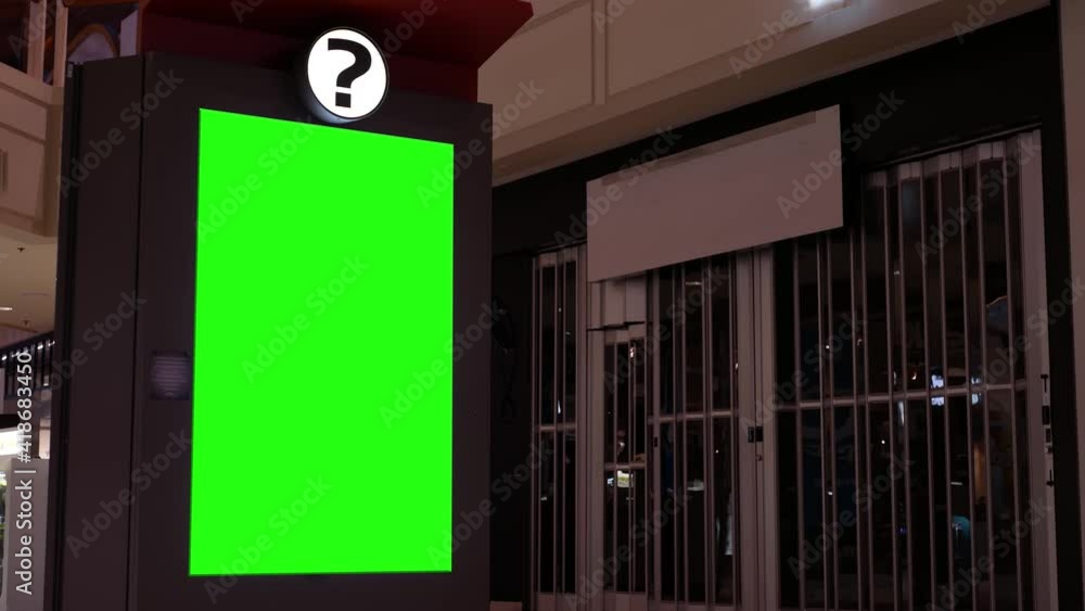 The motion of question mark and green screen billboard inside Coquitlam ...