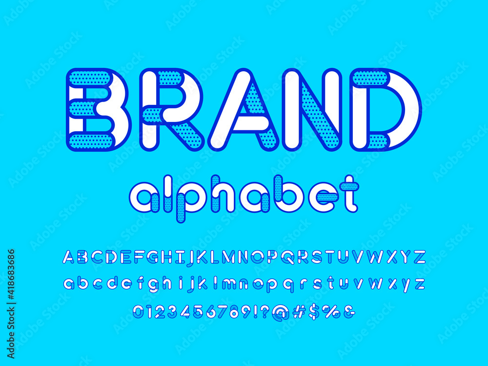 Vector of modern alphabet design uppercase, lowercase, numbers and ...