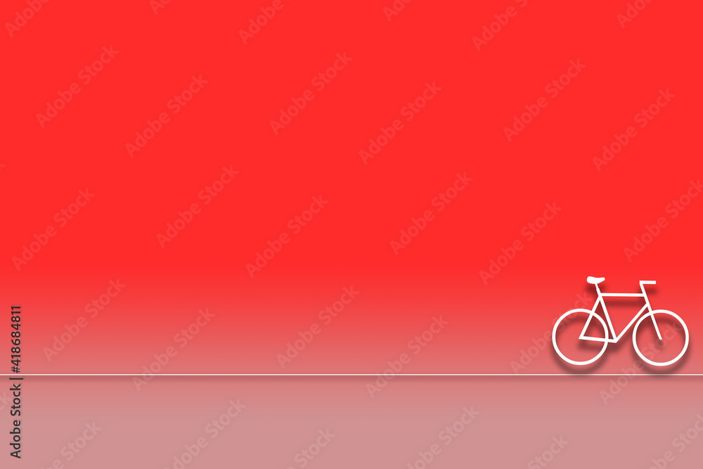 Breiter Hintergrund oder Banner in rot mit dem Symbol eines Fahrrad ...