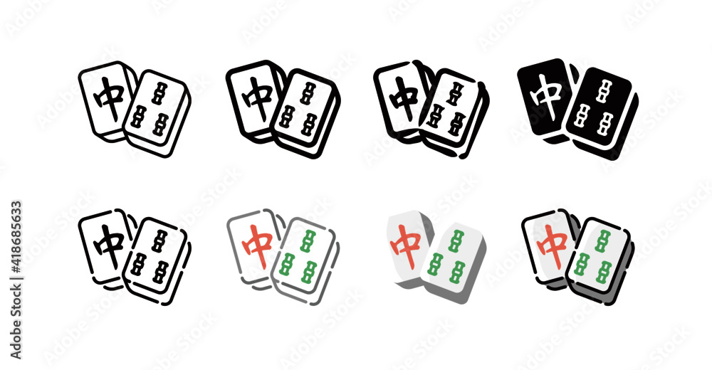 Mahjong Icon Set (8 different style vector icon set) Stock Vector ...