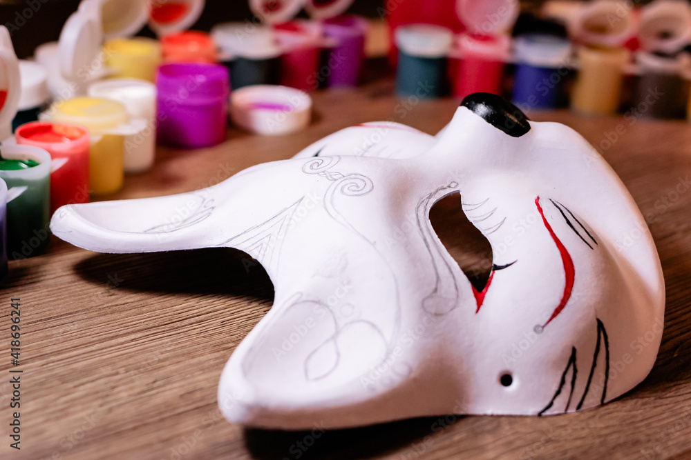 A fox mask design making by teenage girl. Drawing, creativity, hobby ...