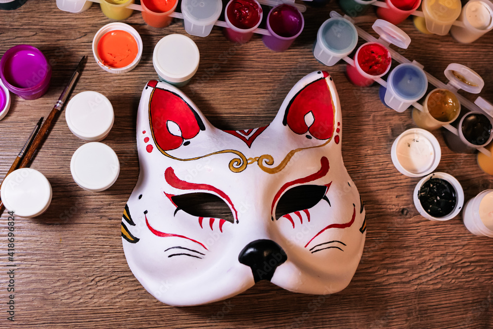 A fox mask design making by teenage girl. Drawing, creativity, hobby ...