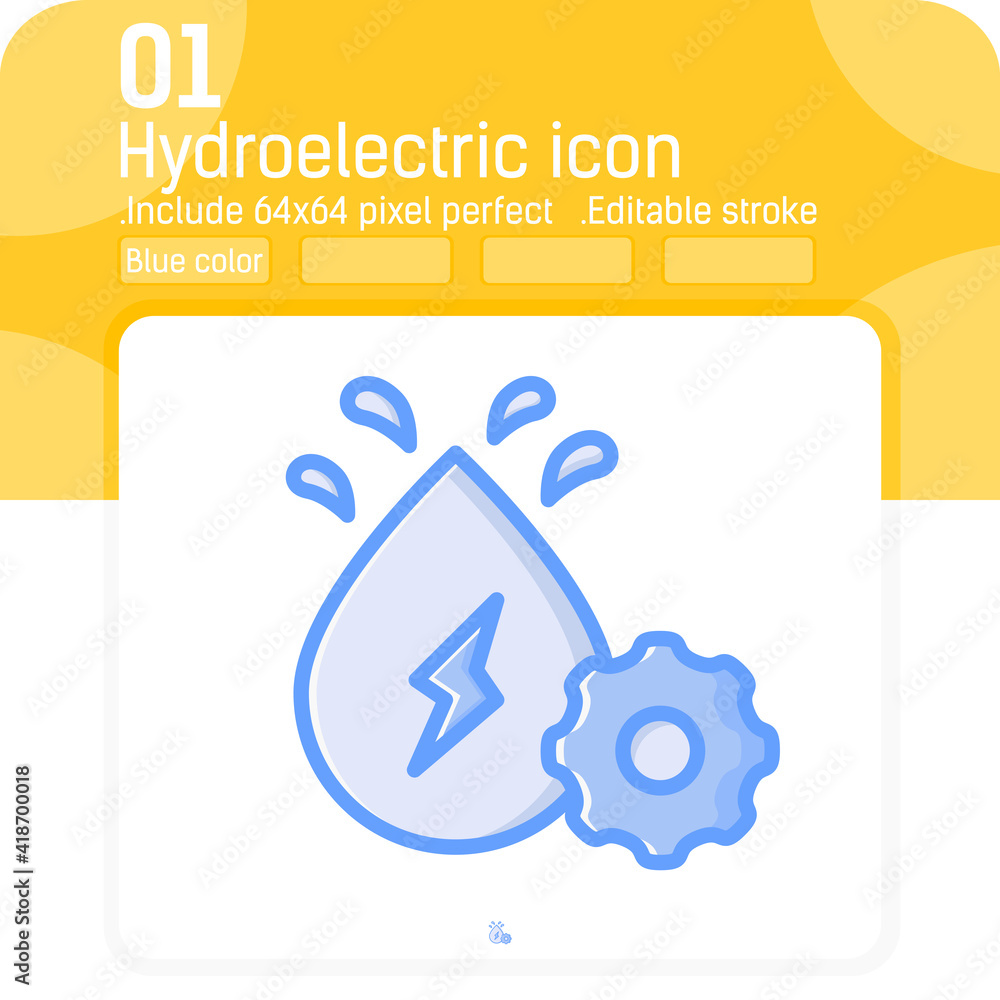 Hydroelectric vector icon concept with blue color style isolated on ...