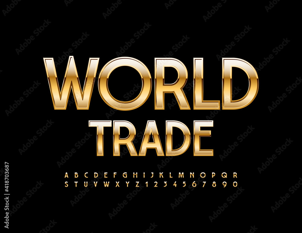 Vector premium logo World Trade. Elite elegant Font. Golden Alphabet ...