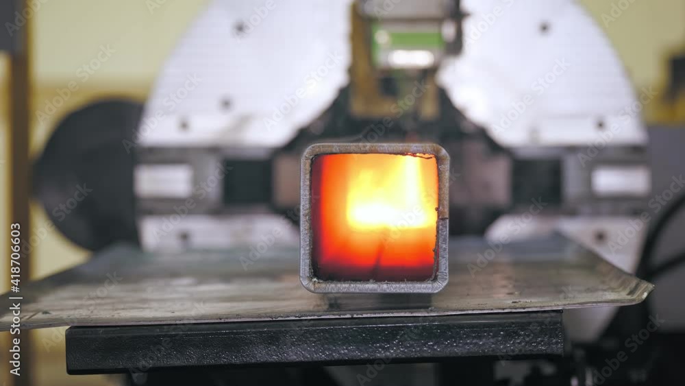 Laser cutting machine for metal pipes. close-up. modern machine with ...