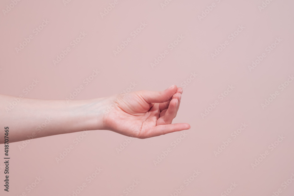 Hand gesture holding something. Human hand signs communication concept ...