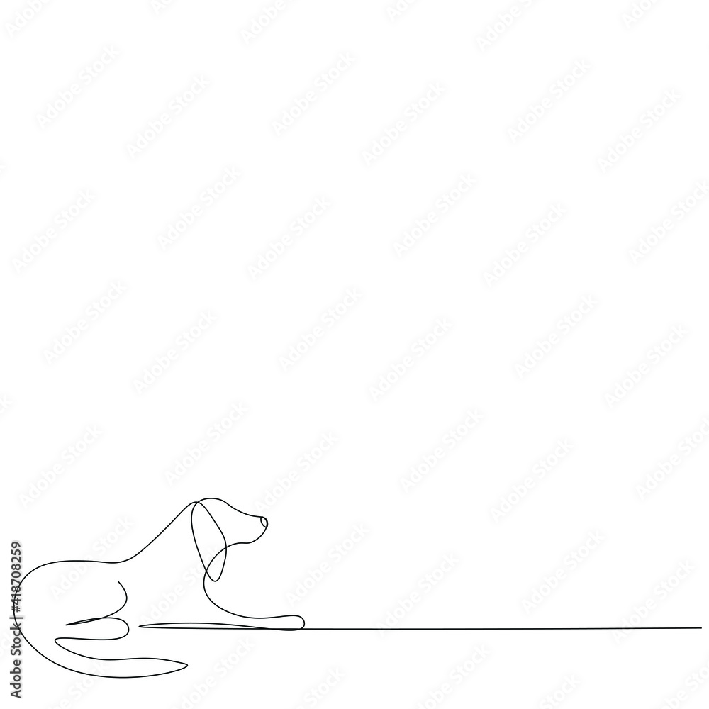 Dog animal one line drawing, vector illustration Stock Vector | Adobe Stock