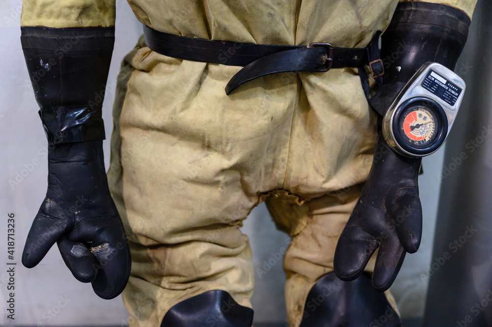 Demonstration of a diver's dummy with a depth indicator. Stock Photo ...