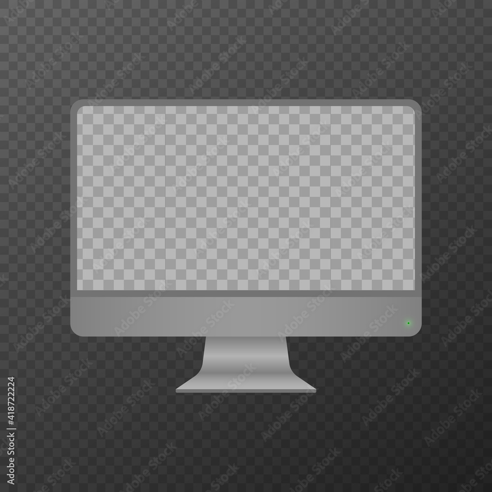 Light monitor with a blank screen. monitor on a transparent background ...