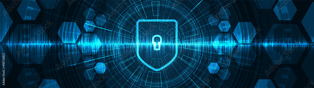Panorama Cyber Security on Technology Background,Hi-tech Digital and ...