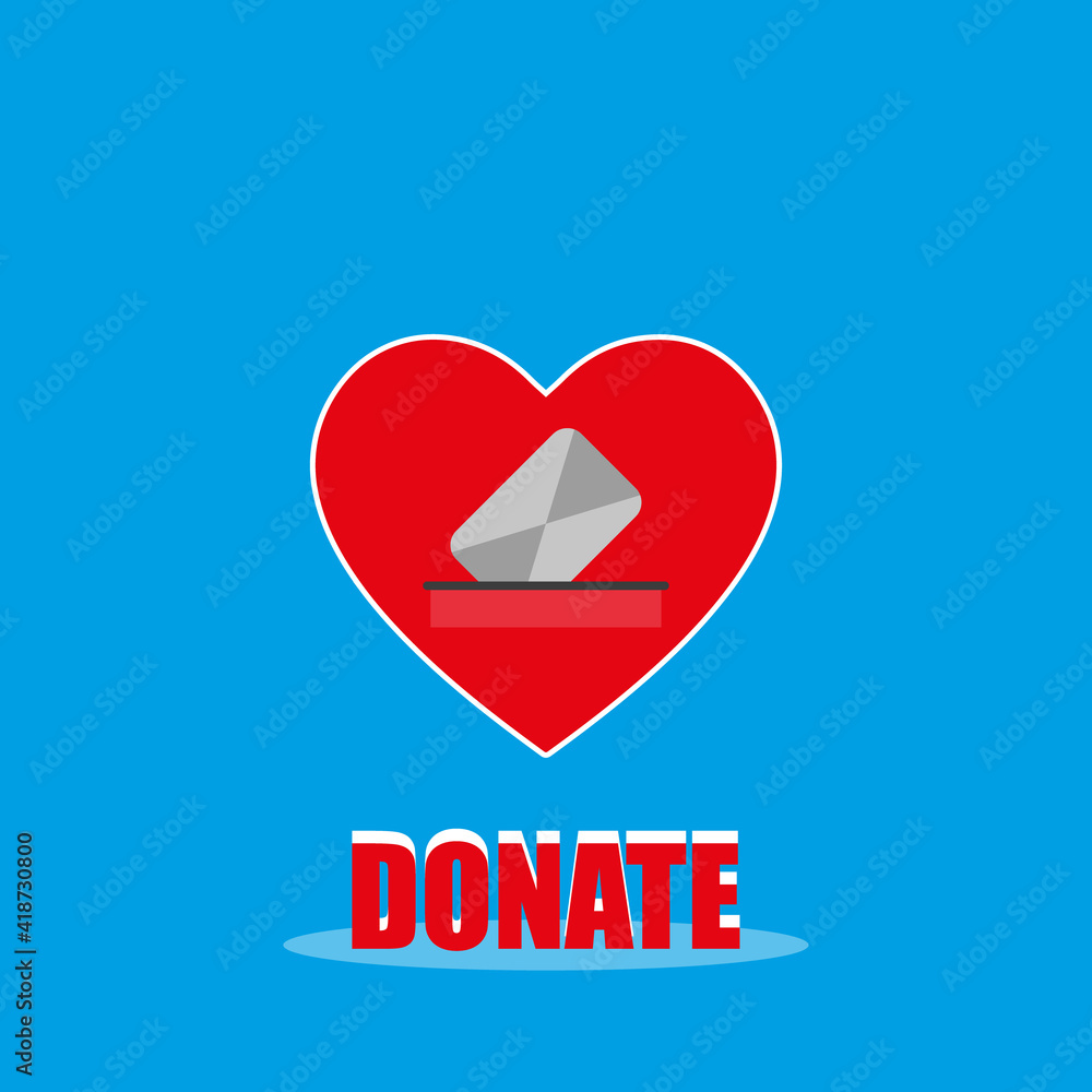 Flat Donate concept icon. Charity symbol. Human love sign. Logo design ...