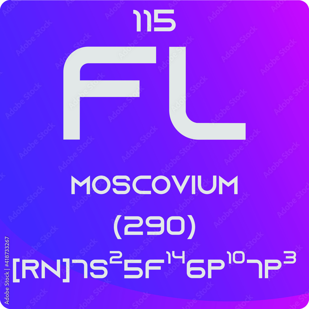Moscovium Mc Chemical Element vector illustration diagram, with atomic ...