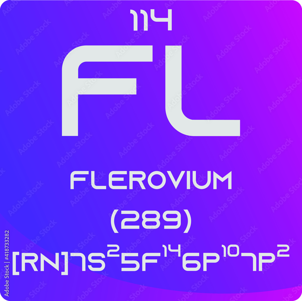 Flerovium Fl Chemical Element vector illustration diagram, with atomic ...