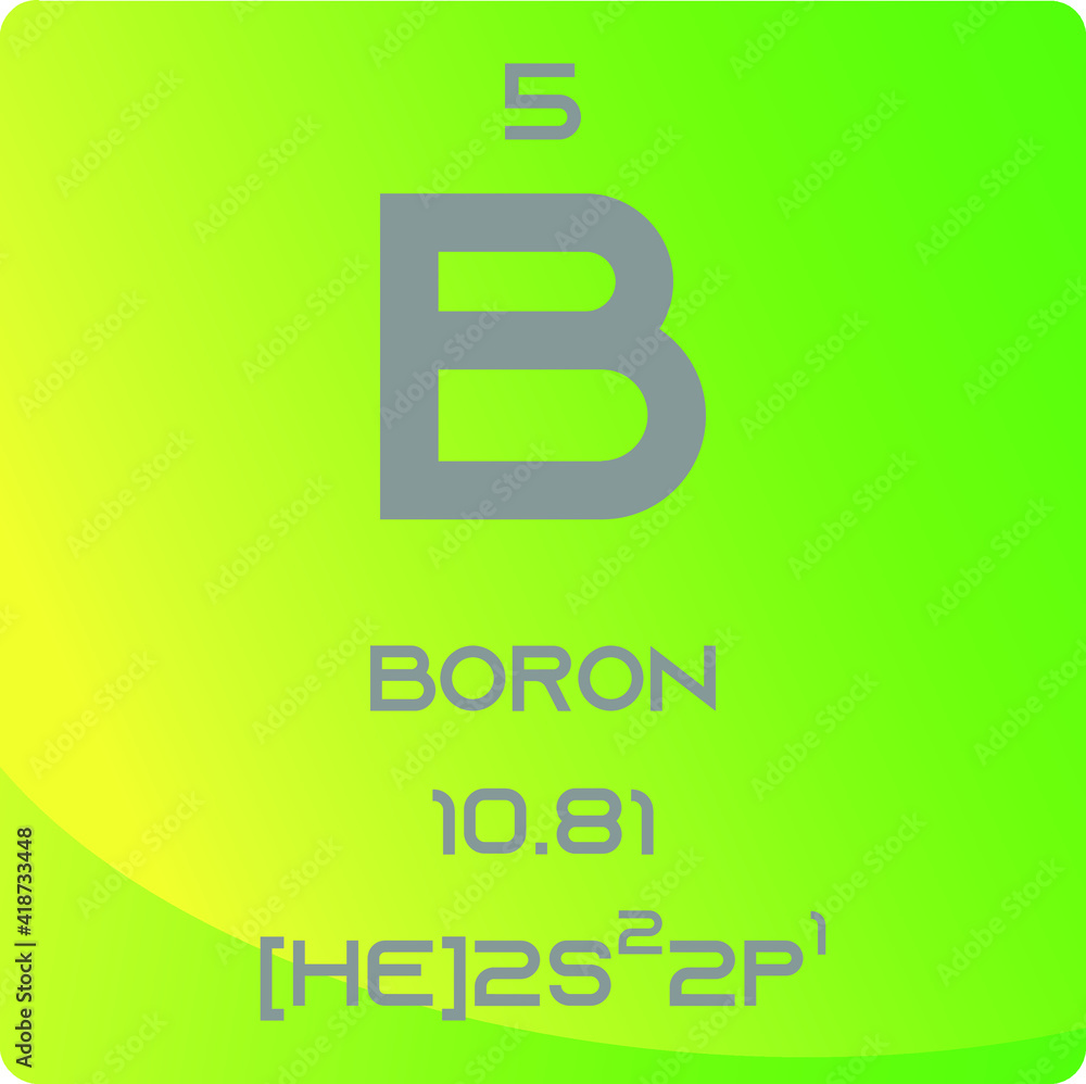 Boron B Metalloid Chemical Element vector illustration diagram, with ...