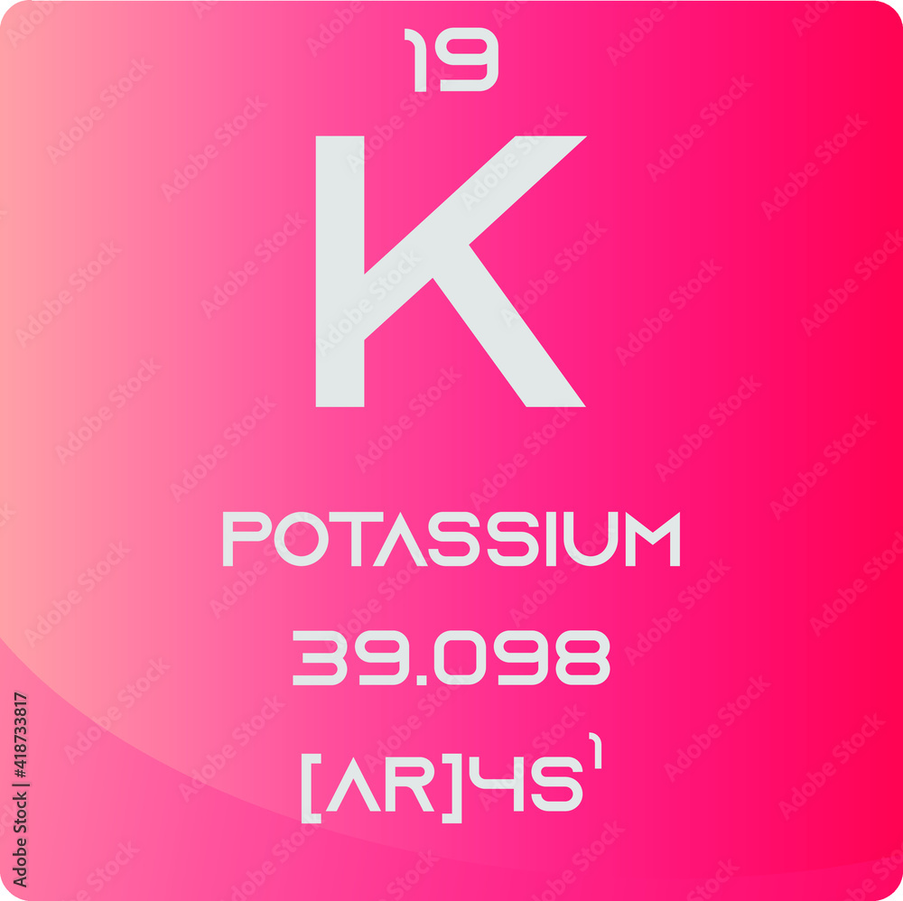Potassium K Alkali metal Chemical Element vector illustration diagram ...