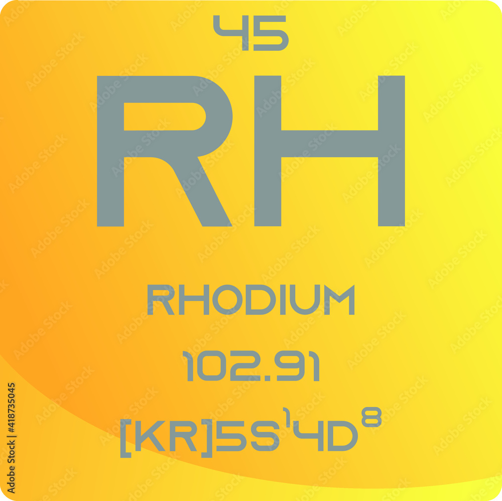 Rhodium Rh Transition metal Chemical Element vector illustration ...