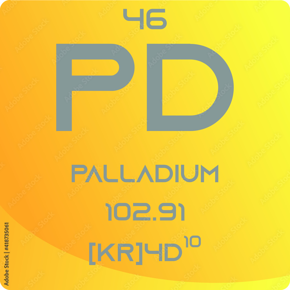 Palladium Pd Transition metal Chemical Element vector illustration ...