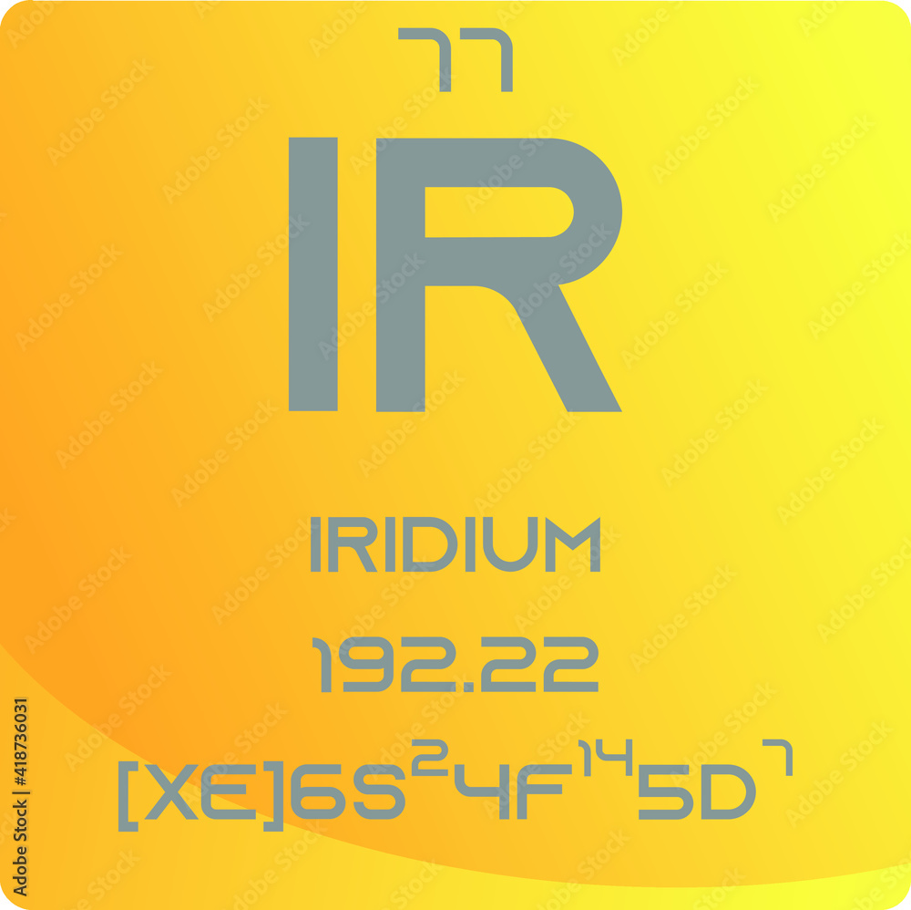 Iridium Ir Transition metal Chemical Element vector illustration ...