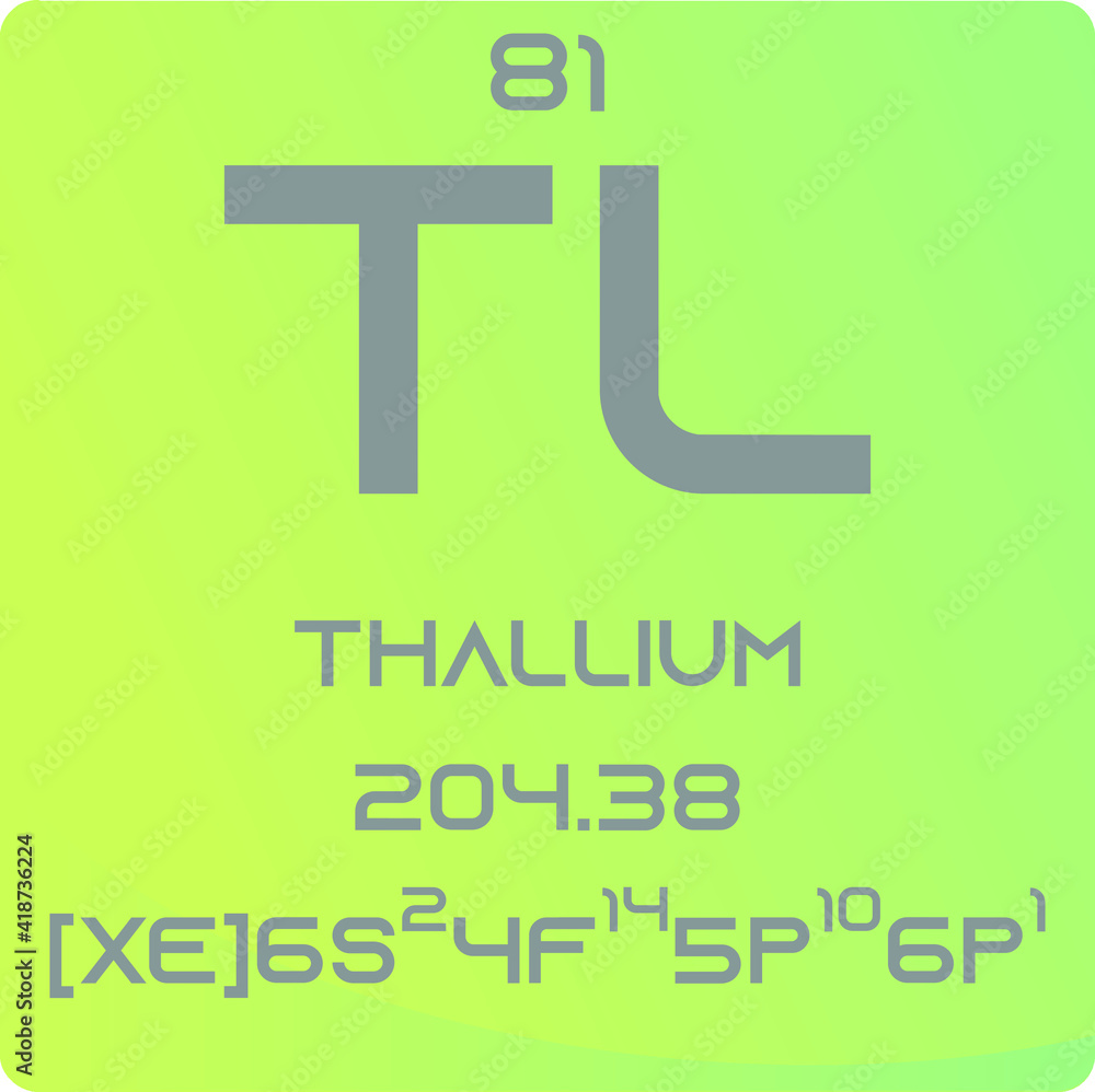 Thallium Tl Post transition metal Chemical Element vector illustration ...