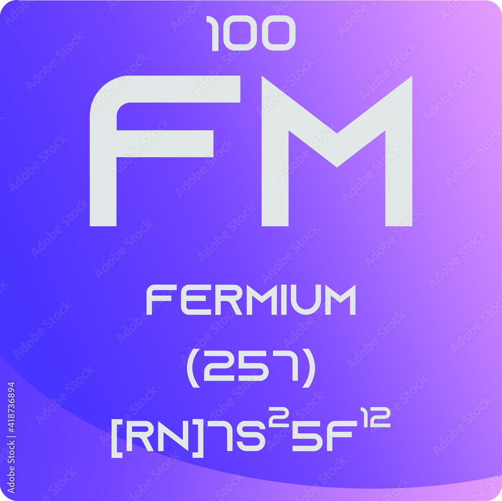 Fermium Fm Actinoid Chemical Element vector illustration diagram, with ...