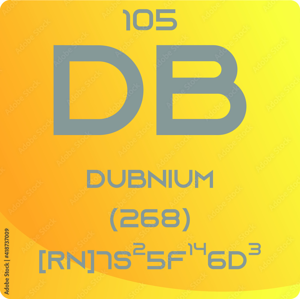Dubnium Db Transition metal Chemical Element vector illustration ...