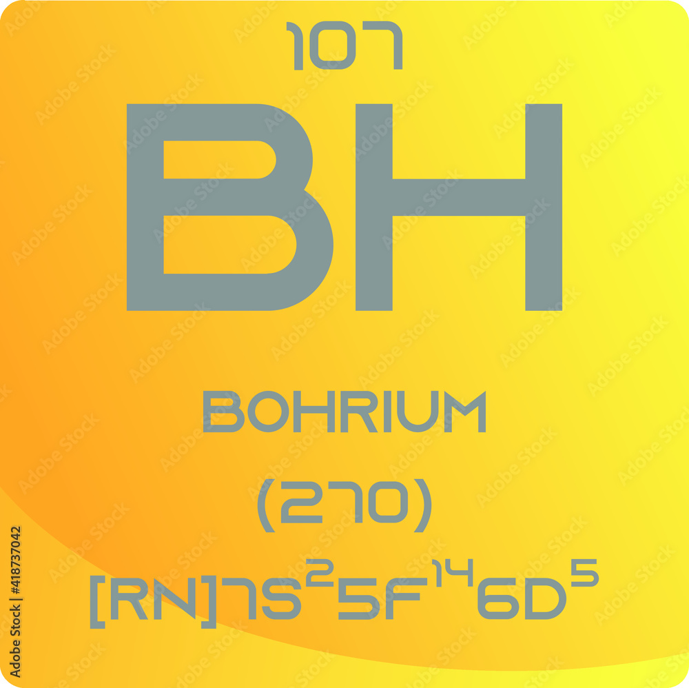 Bohrium Bh Transition metal Chemical Element vector illustration ...