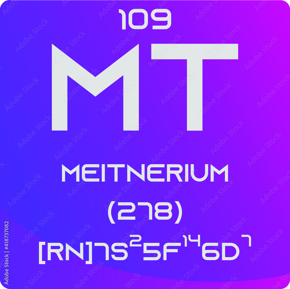 Meitnerium Mt Chemical Element vector illustration diagram, with atomic ...